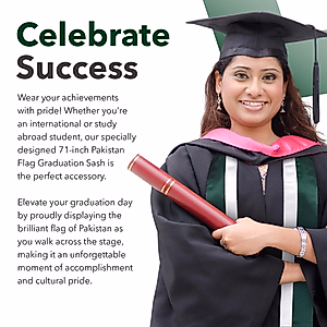 Vision Wear - Pakistan Flag Graduation Sash - Graduation Stole - International Flag theme - Embrace Your Heritage - Pakistani Flag - Pride & Honor Sash