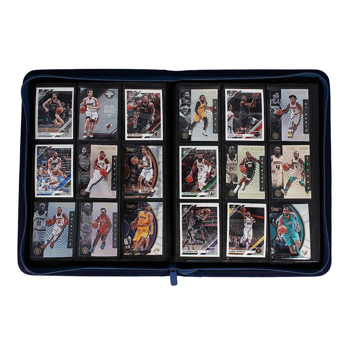 BCW Z-Folio 9-Pocket LX Album - Blue | Secure Zipper Card Organizer | Premium Leatherette Card Collection Binder | Trading Card Binder for Pokemon, MTG, Sport Cards and More