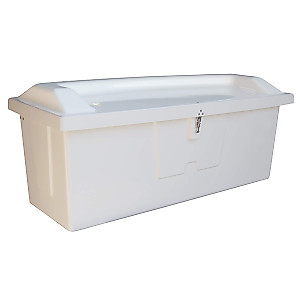 Taylor Made Stow 'N Go Fiberglass Dock Box with Top Seat - Large (29H x 72"W x 29"D) — Durable and Secure Storage for Boat Accessories - UV Gelcoat Finish - Stainless Steel Latch – 2020108645