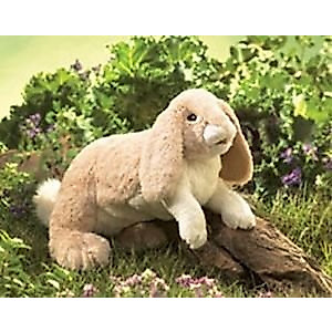 Folkmanis Floppy Bunny Rabbit Hand Puppet, Tan, White, 1 EA