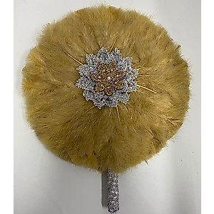 Msbfea Design Red Heart African Feather Big Fan Ladies Wedding Feather Fan for Bride Two Side Feather Nigerian Feather Fans Color 3