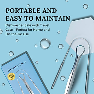 DOSMETICS - Tongue Scraper Variety Pack 100% Medical Grade Stainless Steel Spoon and U shaped Tongue Scrapers for Adult and Kids, Easy To Use, For Oral Care & Hygiene