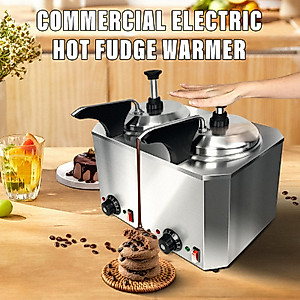 Nacho Cheese Dispenser, 4.8 QT Nacho Cheese Warmer, Stainless Steel Popcorn Butter Dispenser, with Pump 650W Nacho Cheese Machine, 30-110℃ Temp Adjustable, for Heating Caramel Cheese Chocolate