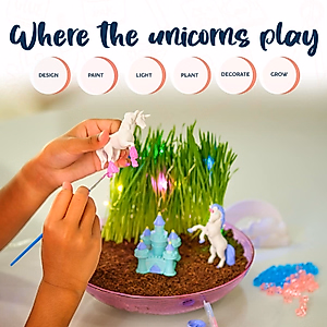 Bryte Light Up Unicorn Terrarium Kit for Kids - Grow Plant, Castle, Paint Set, Crystal Rock, Fairy Garden Lights, Arts & Crafts, STEM Activities, Birthday Gifts, Toys for Girls Aged 4 –12 yrs