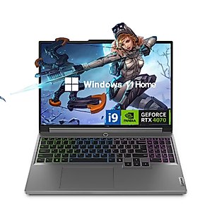 Lenovo Legion Gaming Laptop, 16" QHD+ (2560 x 1600) 165 Hz, Intel i9-14900HX, NVIDIA GeForce RTX 4070, 64GB RAM, 1TB SSD, RGB Backlit Keyboard, Windows 11 Home