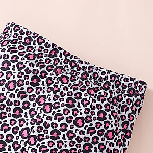 Girl Valentines Day Outfit Summer Clothes Toddler Short Sleeve Wild Heart Shirt Pink Ruffle Tops Capris Cropped Leopard Pants Kids Clothing Set 3t