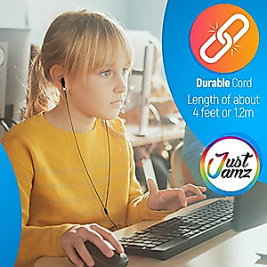 JustJamz Bulk Earbuds 100 Pack | Basic Ear Bud, Black Dot in-Ear Earbuds, Disposable Headphones, Class Headphones Set for Students, Earphones for Class, Kids, Classroom, Library,Wired Earbuds Bundle