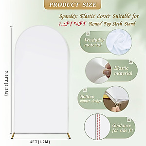 ZpigToor Spandex Fitted Arch Backdrop Cover Chiara Backdrop Cover,2-Sided Wedding Arch Cover for Wedding Ceremony Birthday Party Baby Shower Banquet Decoration (4 x 7.2 ft, White)
