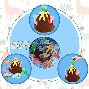 Threan Dinosaur Volcano House with 9 Plush Dinosaurs Stuffed Animals, Dinosaur Plush Gifts Toys for Kids Boys Girls