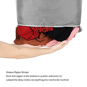 CYGQ Large Capacity Hanging Laundry Hamper Bag, Canvas Organizer Hanging Clothes Basket with Door Hooks & Strong Suction Cups for Bathroom (Grey)