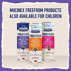 Mucinex FreeFrom Cold & Flu Nighttime, Multi-Symptom Relief, Cherry, 6 Fl Oz