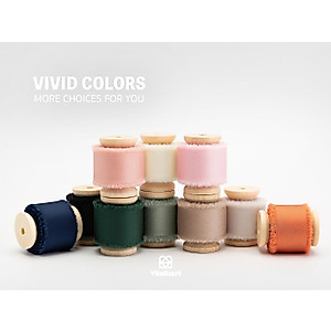 Vitalizart Silk Satin Ribbon 1 Inch x 15 Yard Wooden Spool Champagne & Nude Handmade Frayed Ribbon for Gift Wrapping Baby Shower Wedding Bridal Bouquets Holiday Decor Light Brown