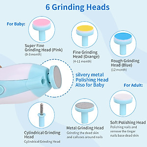 Baby Nail Clipper,Electric Baby Nail Trimmer,Toes Fingernails Care Trimmer with LED Light for Newborn,Kids and Adults(Blue)