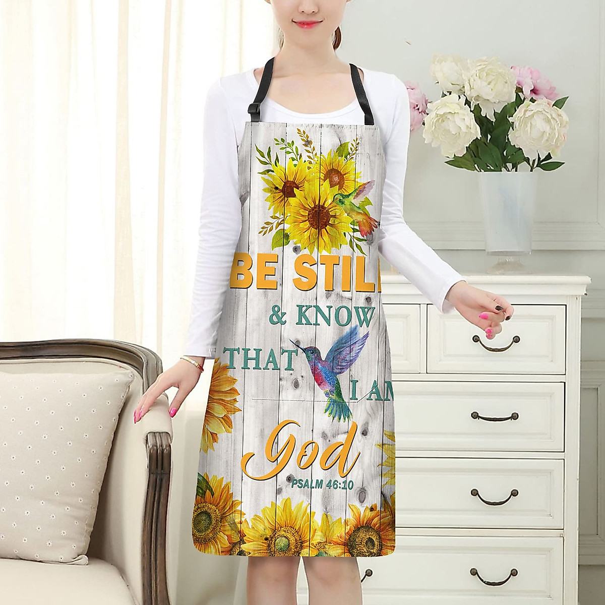 Lakwi Christian Gifts for Women Faith, Religious Christian, Inspirational Women, Jesus Spiritual Bible Verse Wife Mom Grandma Prayer Birthday Mothers Day Christmas Aprons 33*27 Inch