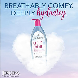 Jergens Cloud Creme Breathable Body Lotion, Fast-Absorbing Hydrating Moisturizer, Paraben-Free, with Hyaluronic Complex, Non-Greasy Application, 13 oz,White