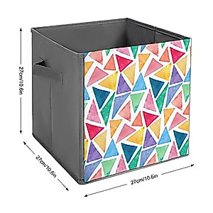 Watercolor Triangle Pattern Collapsible Storage Bins Basics Folding Fabric Storage Cubes Organizer Boxes with Handles