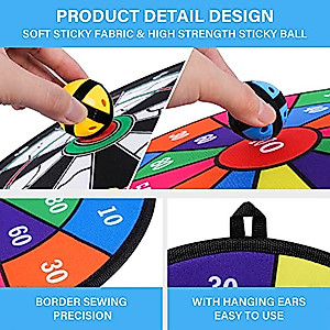 NATGGZ Double Sided Dart Board with 12 Sticky Balls - Excellent Indoor Game and Party Games - Dart Board Toys Gifts for 5 6 7 8 9 10 11 12 Year Old Boy Kids