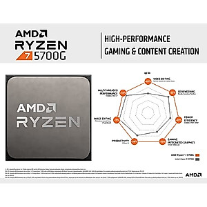 AMD Ryzen 7 5700G 8-Core, 16-Thread Unlocked Desktop Processor with Radeon Graphics