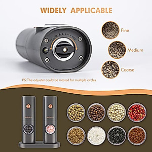 SIMPLETASTE Electric Salt and Pepper Grinder Set, One-Handed, Battery Powered, Adjustable Coarseness, LED Light, Pepper mills with stand, Seasoning Tools for Kitchen, Dining or Gifting