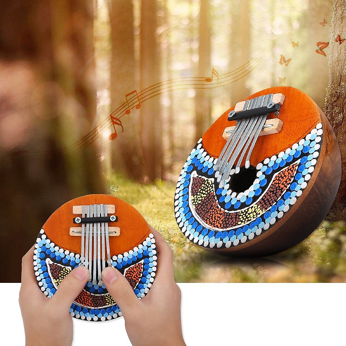 Kalimba Thumb Piano 7 Keys, Portable Mbira Finger Piano Musical Instrument Gifts for Kids and Adults Beginners