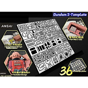 for Hobby Model Craft GK Tool Carving Auxiliary Ruler Stainless Steel Drill Hole Detail Maker Scribe line Stencil, 36 PCS in 1 (AJ0095)