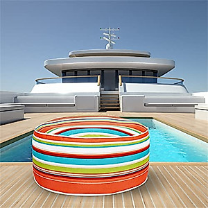 Gaier Inflatable Footstool Round Ottoman 21x9 Inch Used for Indoor or Outdoor Kids/Adults Home Yoga Patio Deck Front Porch Backyard Garden Travel Portable Camping Bearing 285 lb (Rainbow), DAIR