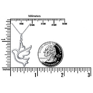 DAOCHONG S925 Sterling Silver Doves Birds Faith Hope Love Pendant Necklace 18 inches Rolo Chain