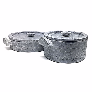 Cookstone 2.4 quarts saute pan and braiser | Handcrafted from a block of pure soapstone | Unique, durable and eco-friendly | Non-toxic and Non-stick | One time seasoning |THE GREEN ALTERNATIVE TO CAST