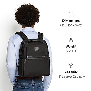 TUMI Alpha 3 Slim Solutions Laptop Brief Backpack - Hands-Free Comfort for Commuters - 15-Inch Computer Backpack for Men and Women - Black