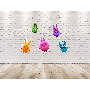 5 Pcs Sunny Bunnies Wall Stickers for Kids Room or Birthday Decorations | Sunny Bunnies Wall Decals for Kids Bedroom.