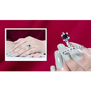 Dazzlingrock Collection 1.50 Carat (Cttw) 14K Princess Black & Round White Diamond Solitaire Engagement Ring With Miligrain Set in White Gold, Size 7