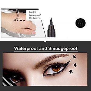 evpct 4in1 Star Flowers Hearts Moon Face Makeup Stamps Eyeliner Stamps Shapes Makeup Set Black Colored Liquid Winged Eyeliner Stamp Wingliner Waterproof Star Eye Liner Wing Eyeliner Stamp Figures Tool