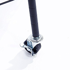 WEI WEI GLOBAL 6 Tiers Polygonal Corner Shelf, Metal Storage Standing Rack w/Wheels, Wire Shelving Unit for Kitchen, Garage and Living Room (Black)