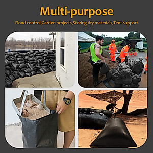 ASKIZ Heavy Duty Sand Bags Empty Woven Sand Bags with Tie Strings with 1600 Hours of UV Protection Polypropylene Sand-Bags - 16" x 25.5" Ultra Tough Sandbags for Hurricane Flooding (Black 50 Bags)