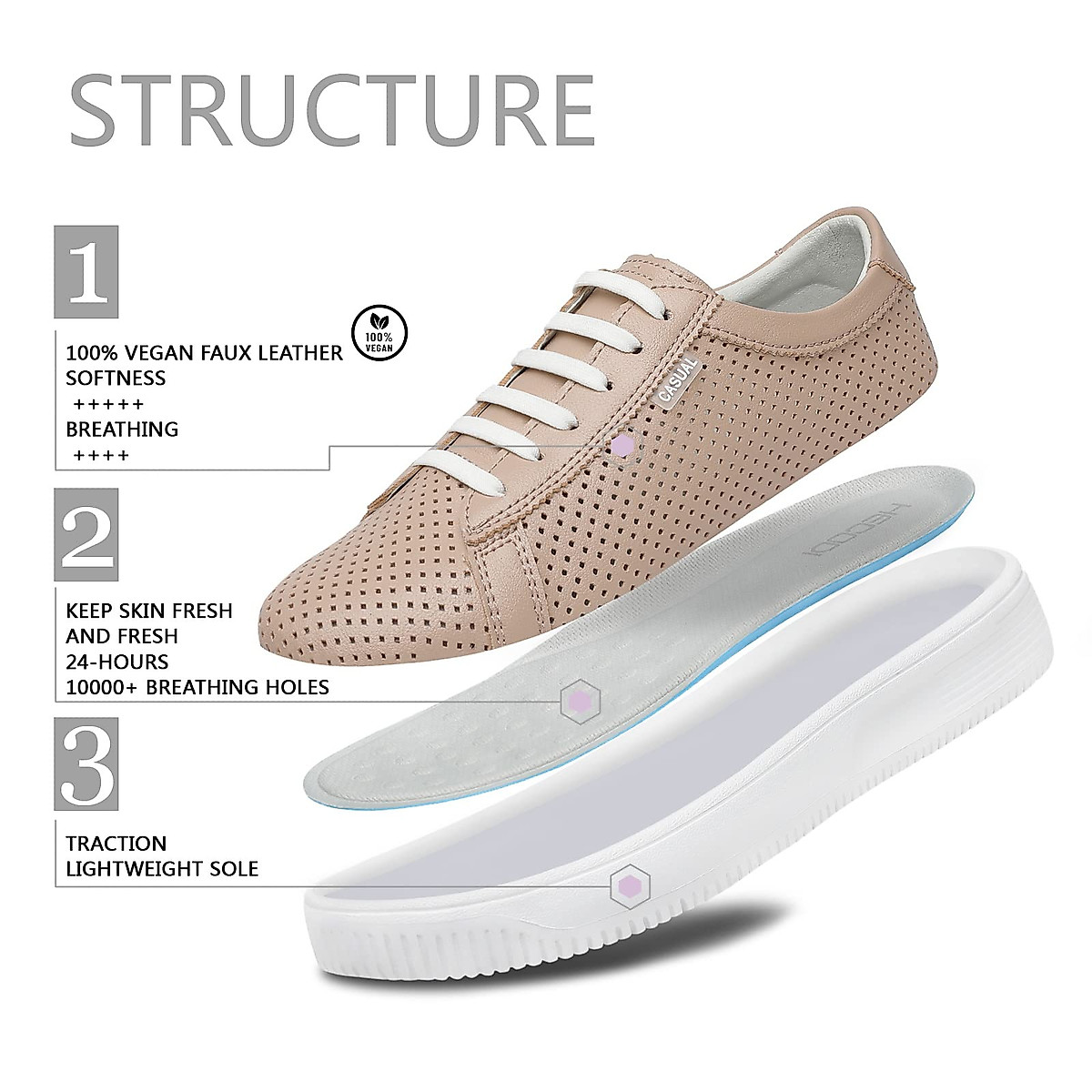 Women Lightweight Sneakers Breathable Casual Lace Up Fashion Walking Shoes Easy Clean Stylish Shoes Brown 8