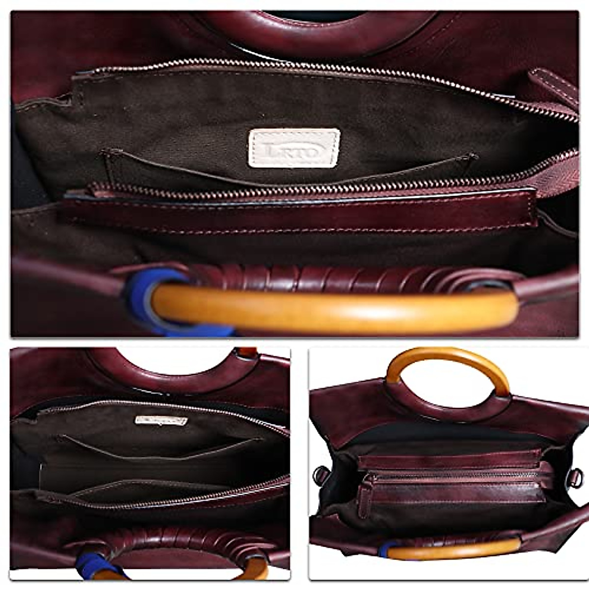 Genuine Leather Top Handle Handbag for Women Vintage Satchel Retro Cowhide Handmade Crossbody Bag Purse (Coffee)