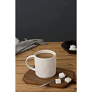 famiware 4 Pieces Coffee Cups, 12 oz Catering Mug with Handle for Coffee, Tea, Cocoa, Milk, Matte White