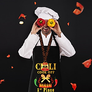 Liitrsh 6 Pcs Chili Cook off Apron Chili Cook off Medals Chili Cook off Prizes 1st/ 2nd/ 3rd Place Chili Cook off Decorations for Men Woman Family Friends