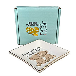HOME SMILE Elephant Ring Dish Holder Trinket Tray Friend Funny Gifts for Her Women-Friendship is Not A Big Thing It's A Million Little Things