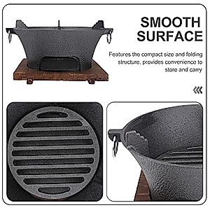 Happyyami Portable Stove Mini Grill 1 Set Charcoal Barbecue Grill Stove Household BBQ Grill Portable Camping Stove Tabletop Smoker Burner Stove 26x26cm Cast Iron Grill Hibachi Grill