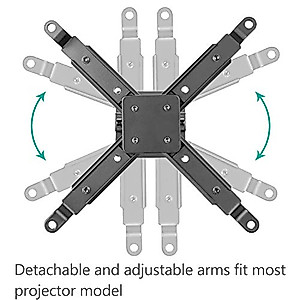 WALI Universal Projector Ceiling Mount Multiple Adjustment Bracket with 25.6 inches Extension Pole, Hold up to 44 lbs (PM-001-BLK), Black
