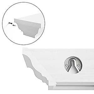 SRIWATANA White Floating Shelves, 24 Inch Solid Wood Storage Wall Shelves Set of 4 Display Ledge Shelves Decor for Bedroom, Living Room, Bathroom, Kitchen - White