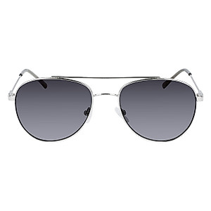 Calvin Klein Women's CK20120S Round Sunglasses, Silver, 55/18/145