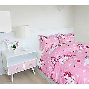 Utopia Bedding - Comforter Bedding Set with 2 Pillow Cases - 3 Piece Soft Brushed Microfiber Kids Bedding Set for Boys/Girls - Machine Washable, Unicorn, Twin