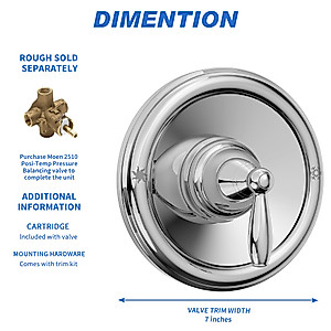 Replacement for Moen T2151 Brantford Posi-Temp Valve Trim Kit, Chrome Shower Trim Kit Shower Lever Handle (#2510 Valve Required)