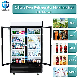 WESTLAKE Merchandiser Commercial Display Refrigerator Glass Door Section Reach-in Glass Door Upright Fan Cooling