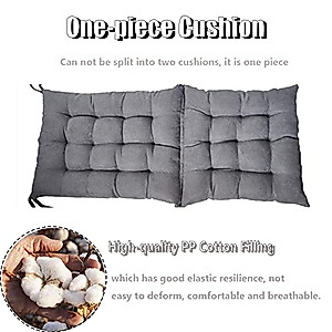 MASKMELLOW High Back Rocking Chair Cushion with Ties Non-Slip Chair Pad Overstuffed Seat Back Cushion Pad Tufted Pillow for Outdoor Indoor Home 37in (Grey)