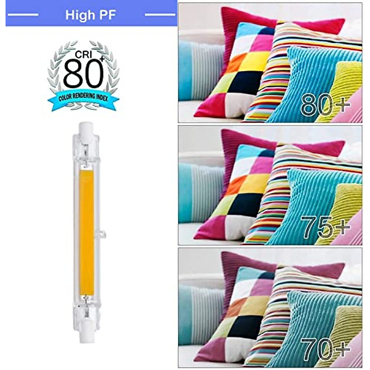 CTKcom 118mm/4.65In 15W White 6000K R7S LED Bulb (3 Pack) 110V T3 J Type Halogen Bulb Replacement 150W Halogen Bulb Equivalent Double Ended