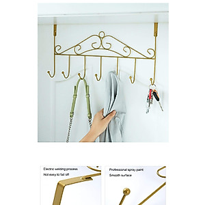 eywlwaar Gold Over The Door Hooks 7 Hanger Rack Heavy Decorative Metal Rack for Home Use Hats Coats Key Bag Clothes Scarfs Hooks (Golden)