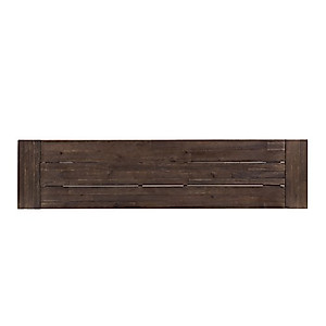 GDFStudio Indoor Farmhouse Dark Brown Sandblast Finish Acacia Wood Dining Bench with White Rustic Metal Finish Frame